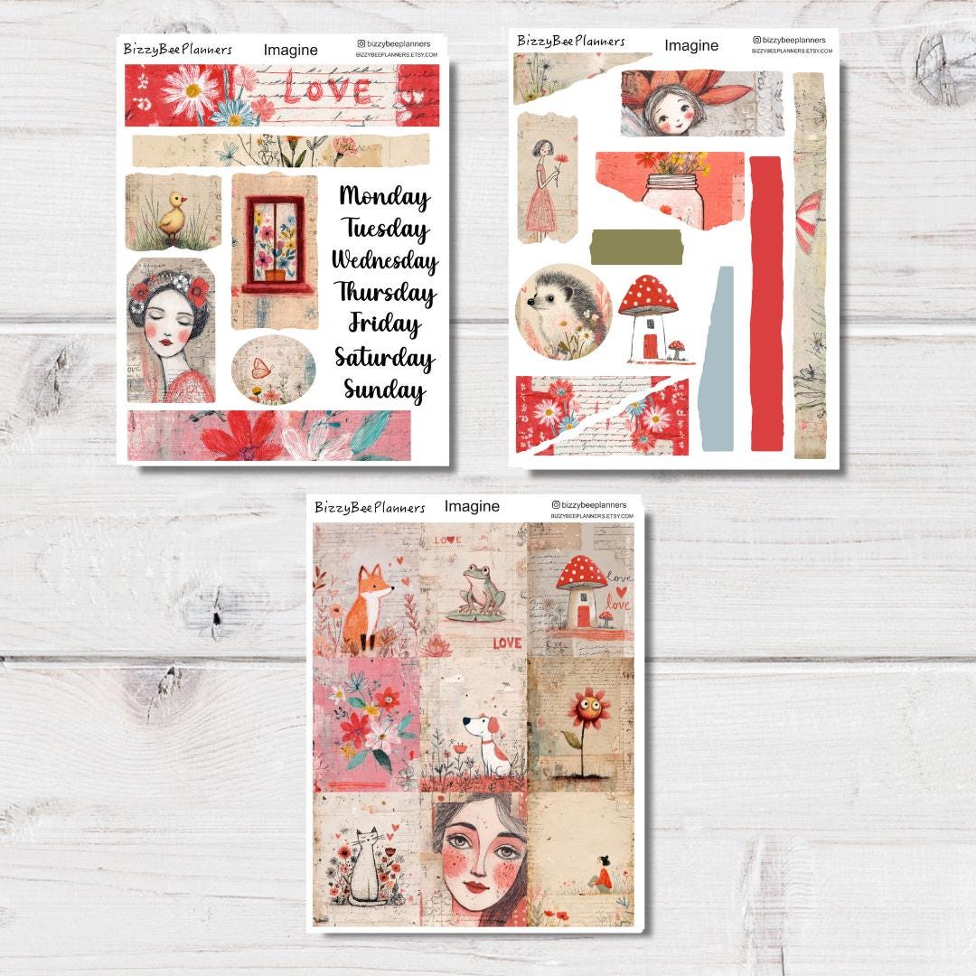 Imagine Planner/journaling Kit- Journal Sticker Kit- Whimsical Stickers ...