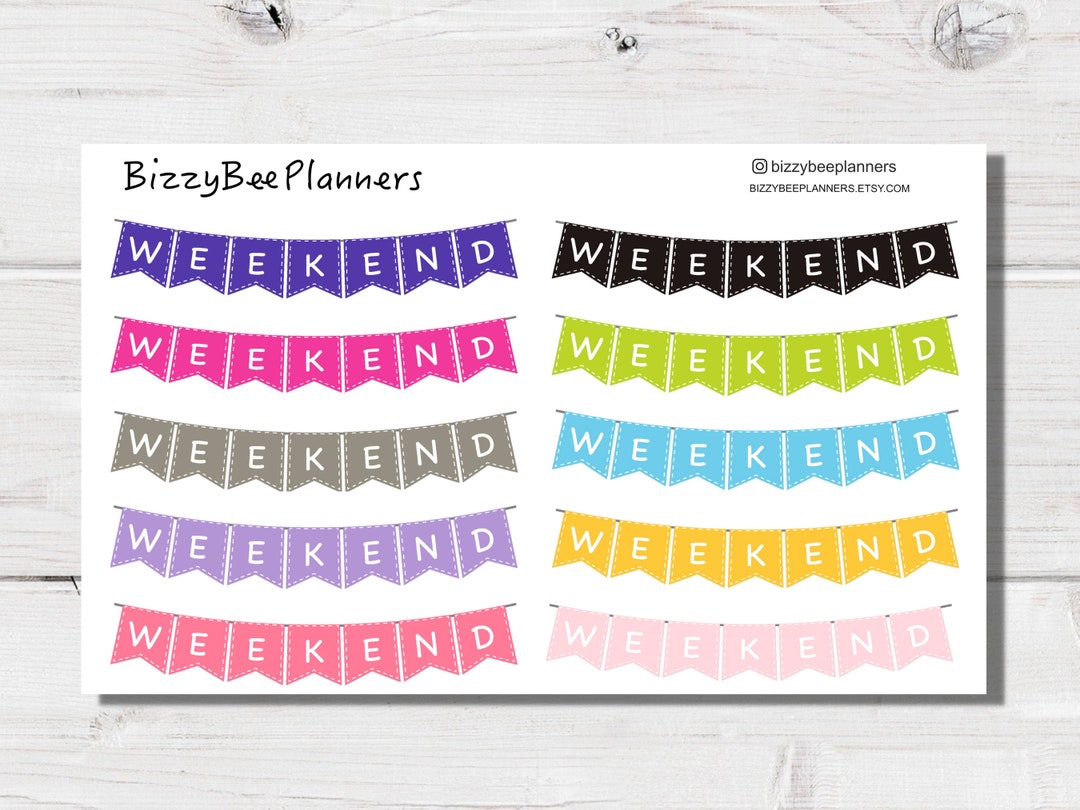 10 Weekend Banners- Standard Vertical Planner Stickers- Happy Planner ...