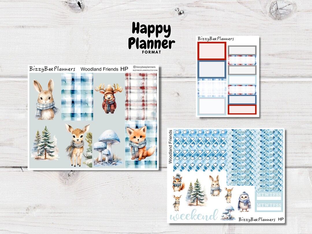 Woodland Friends Classic Happy Planner Weekly Kit Winter Happy Planner ...