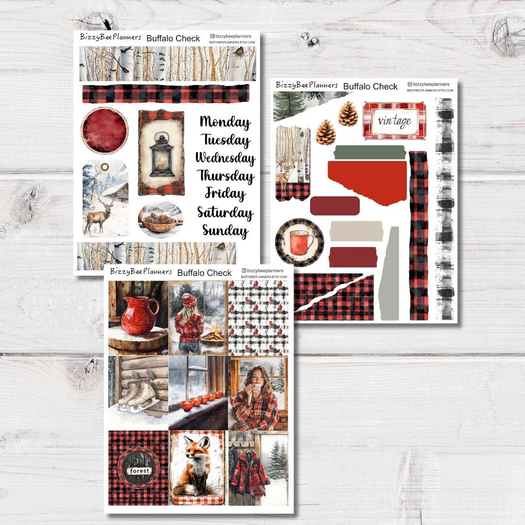 Buffalo Check Planner/journal Sticker Kit- Planner Stickers- Winter ...