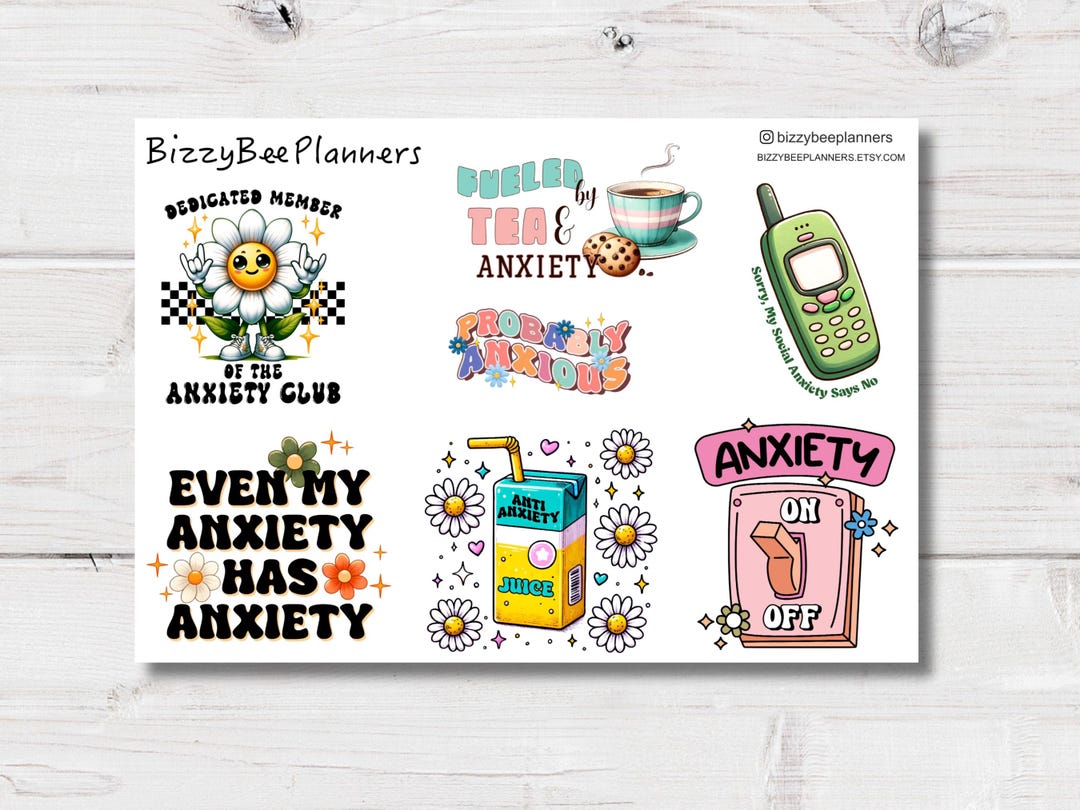 Anxiety Stickers- Planner Stickers- Mental Health Stickers- Journaling ...
