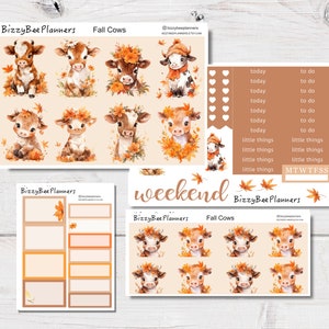 Fall Cows Standard Vertical Weekly Kit- Vertical Planner Sticker Kit ...