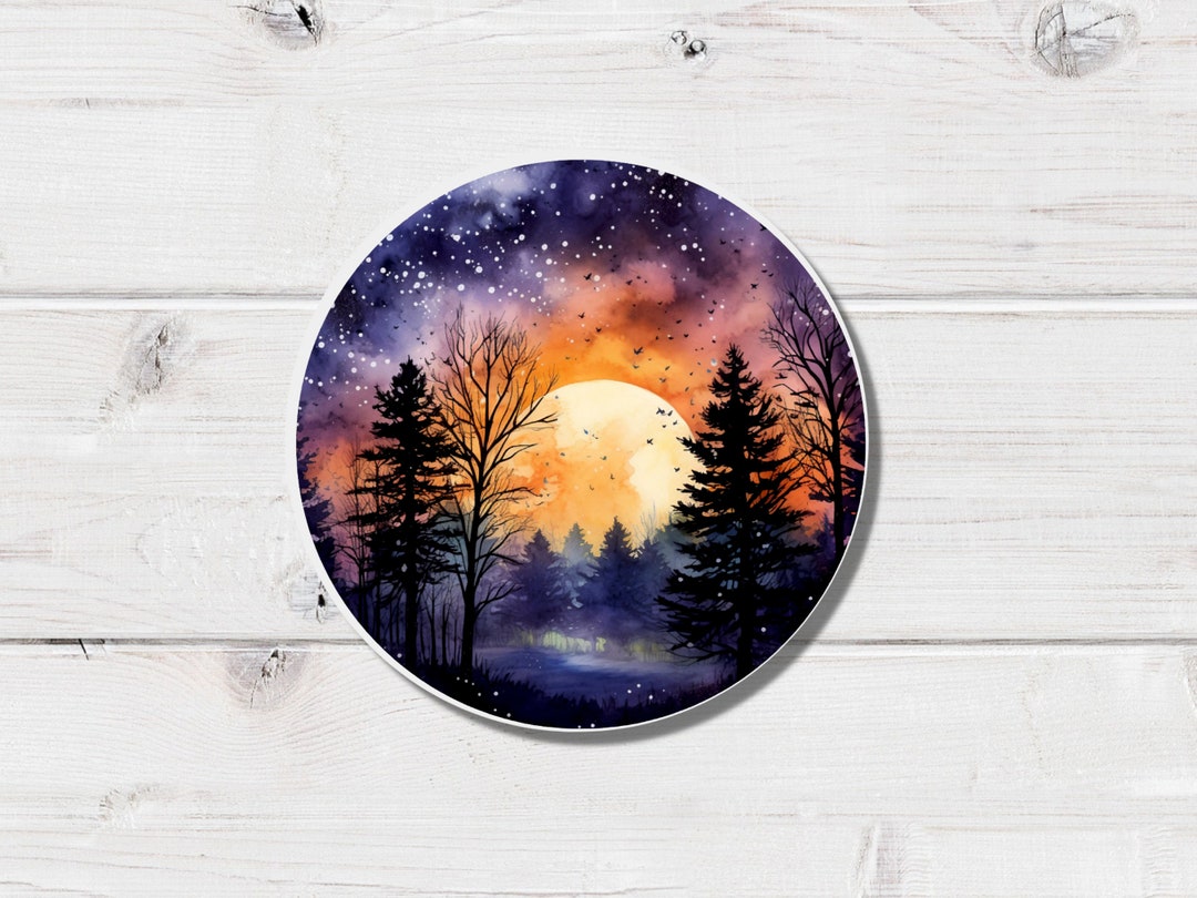 Forest Moon Sticker- Planner Sticker- Moon Stickers- Journal Sticker ...