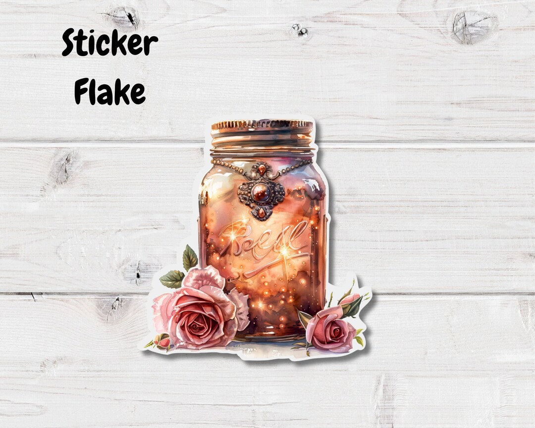 Floral Jar Sticker Flake- Mason Jar Sticker- Journaling Sticker ...