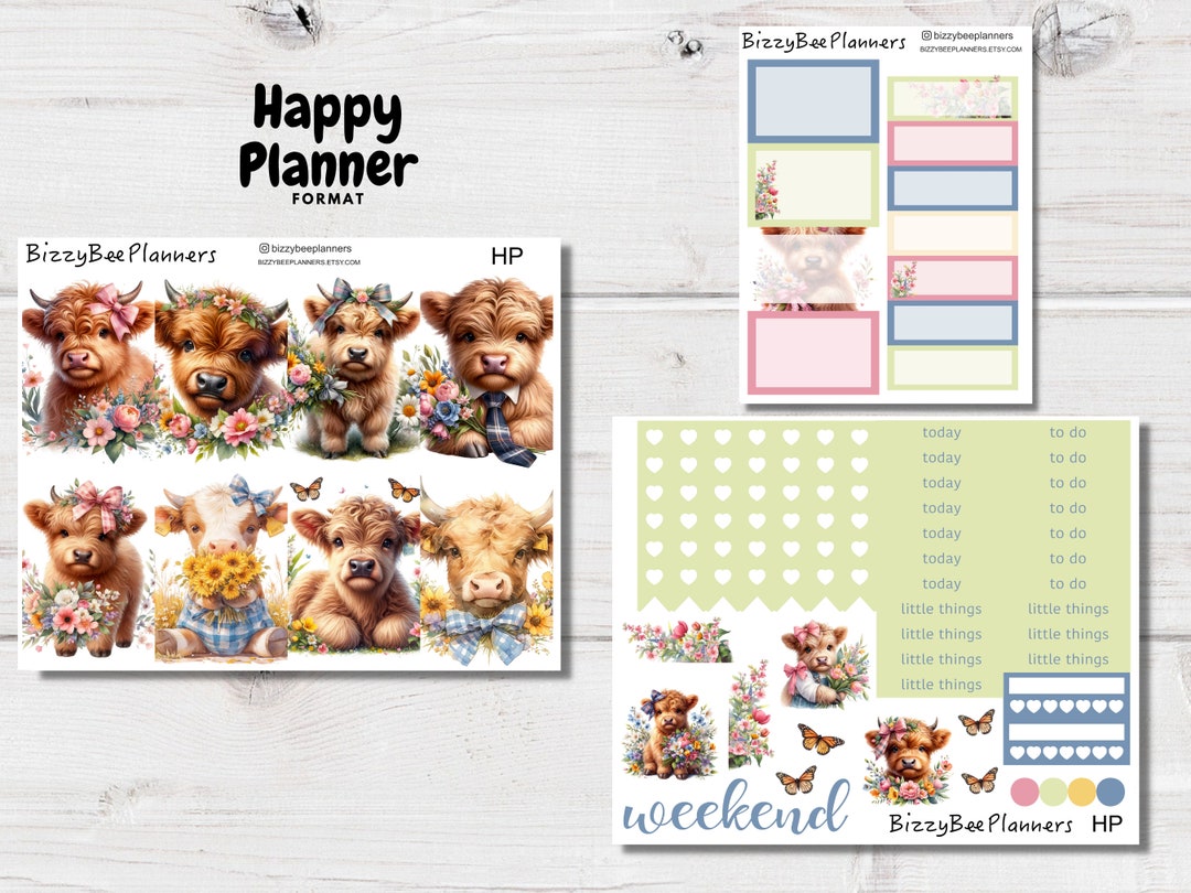 More Cute Cows Classic Happy Planner Weekly Kit- Spring Vertical Kit ...