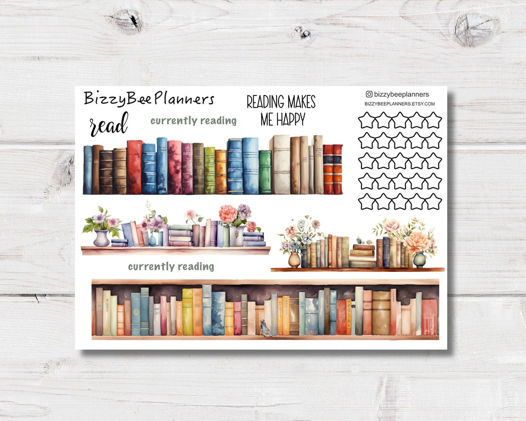 Reading Tracker Stickers- Book Themed Stickers- Bookshelf Stickers ...