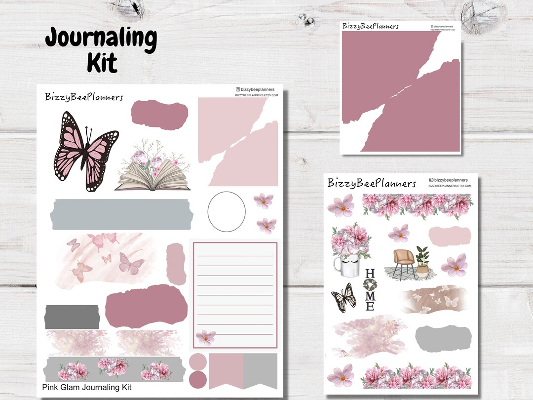 Pink Glam Journaling Kit Journalling Stickers Planner Stickers Floral ...