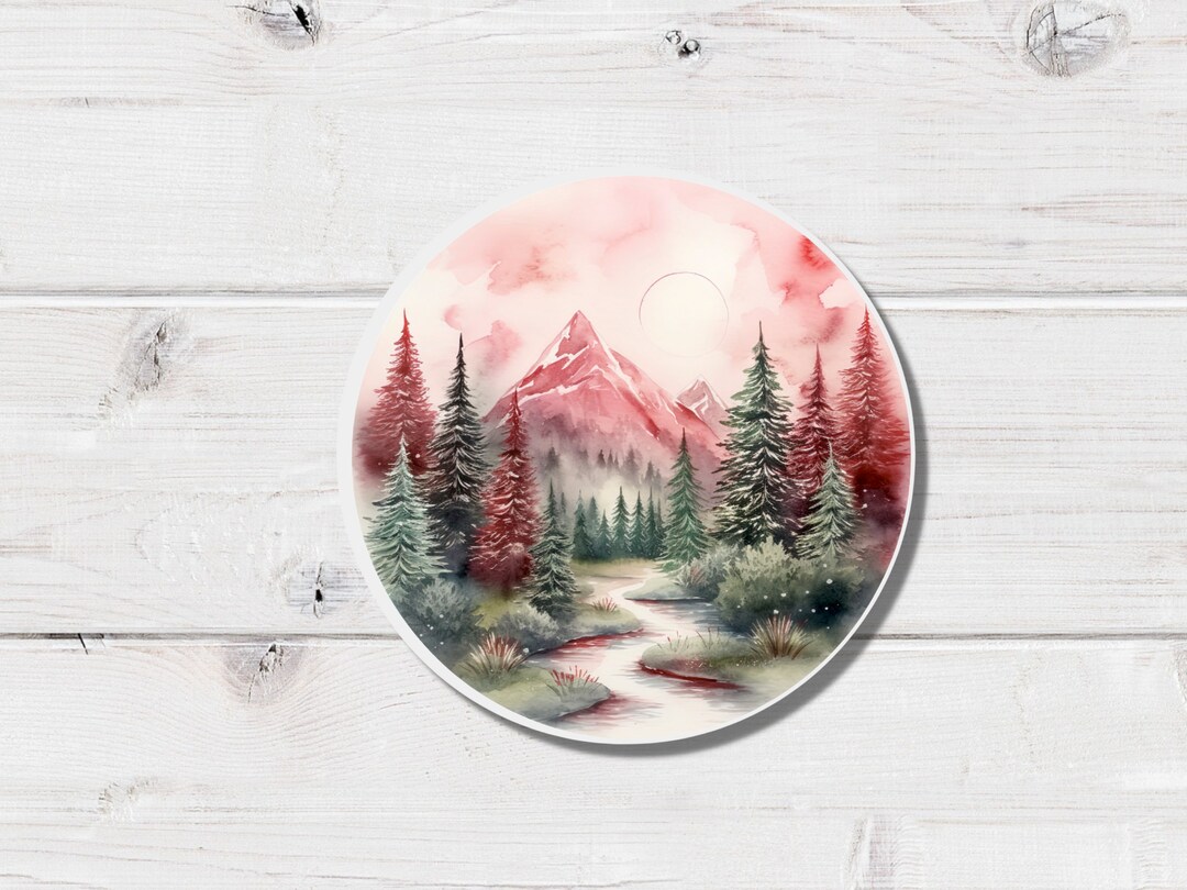 Pink Light Deco Sticker- Transparent Stickers- Mountain Sticker ...