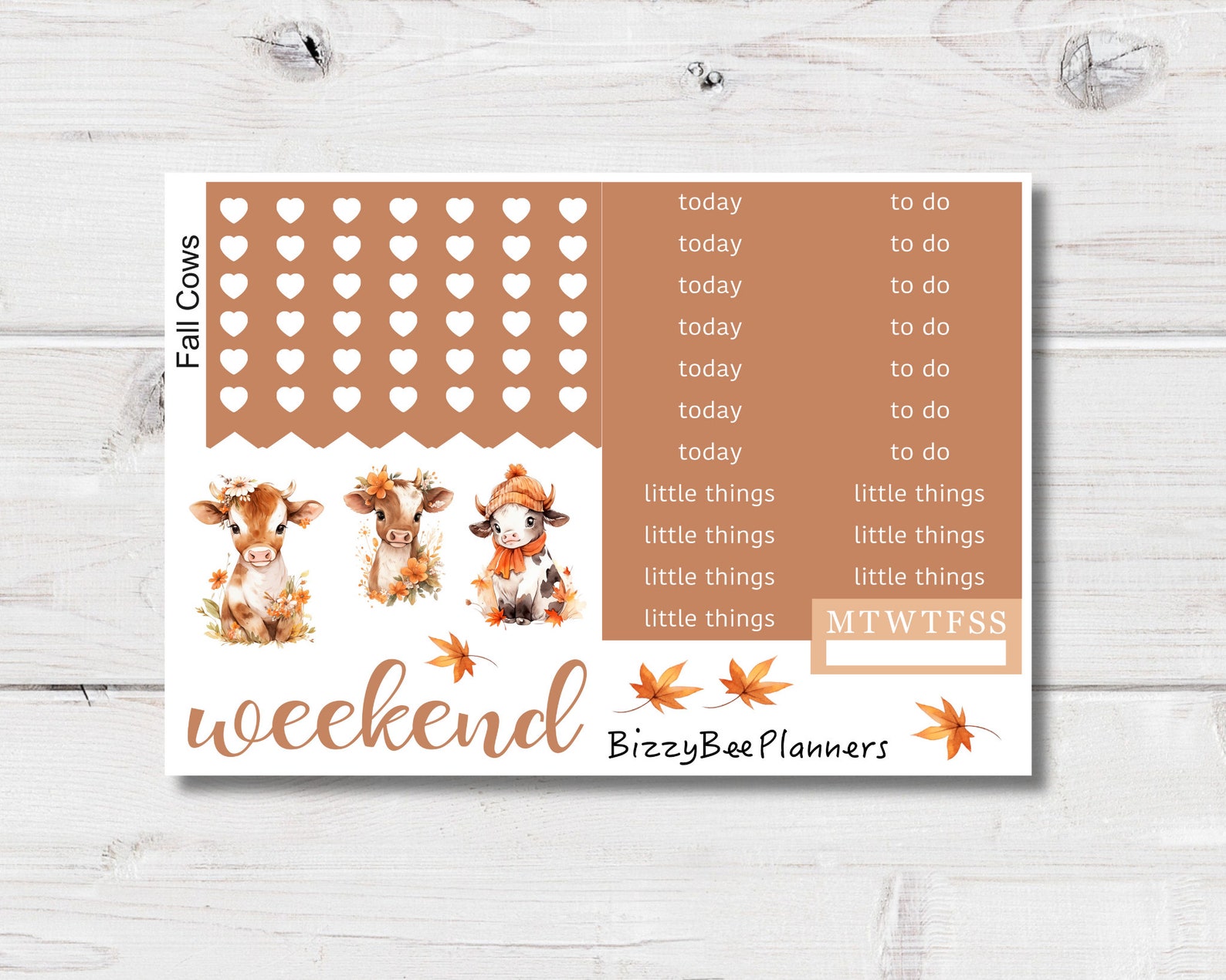 Fall Cows Standard Vertical Weekly Kit Vertical Planner Sticker Kit Cow ...