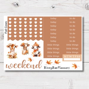 Fall Cows Standard Vertical Weekly Kit- Vertical Planner Sticker Kit ...