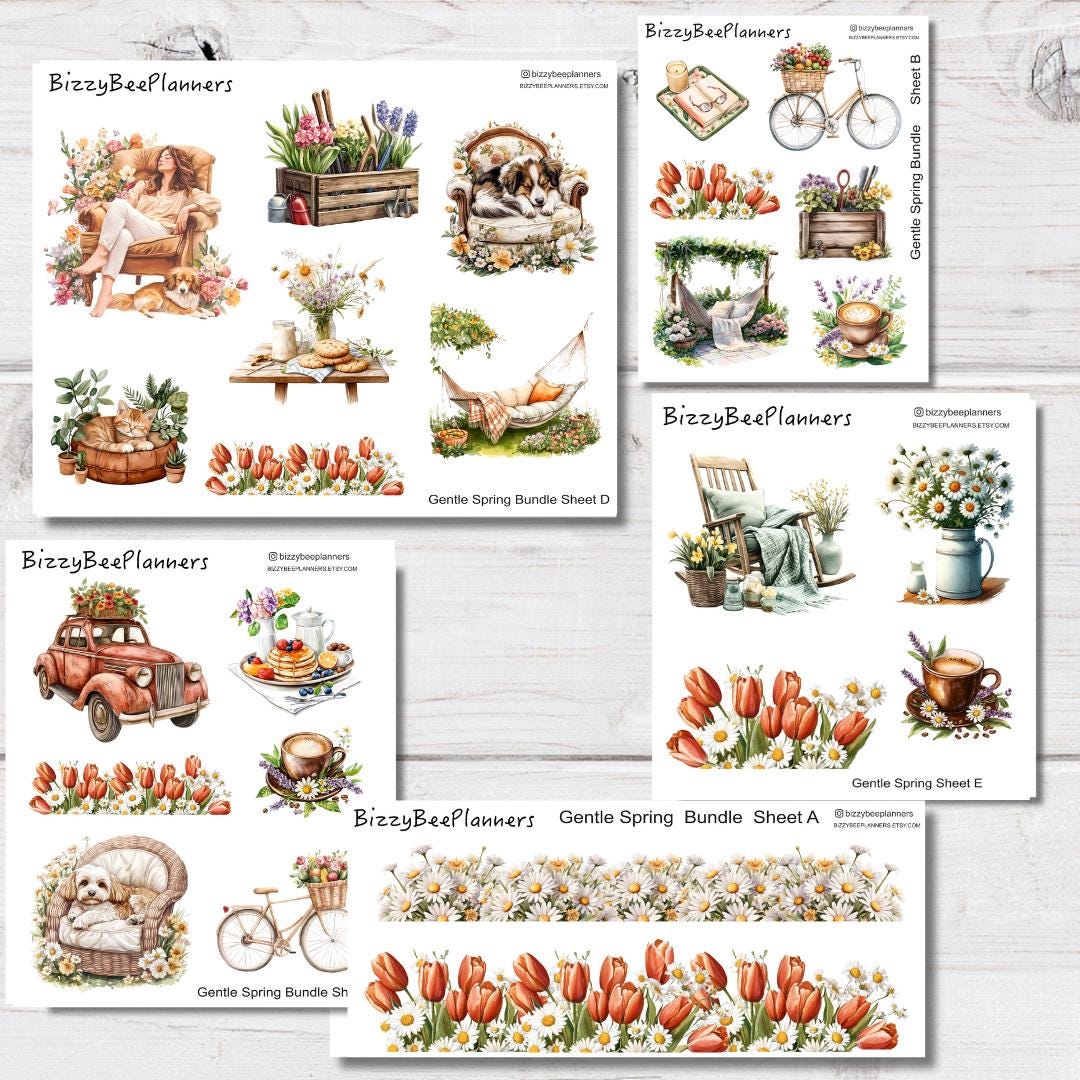 Gentle Spring Sticker Bundle - Spring Planner Sticker Kit- Spring ...