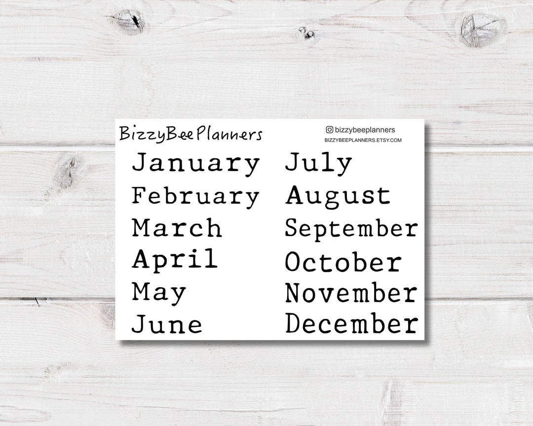 Months Stickers- Months of the Year Script Stickers- Planner Stickers ...
