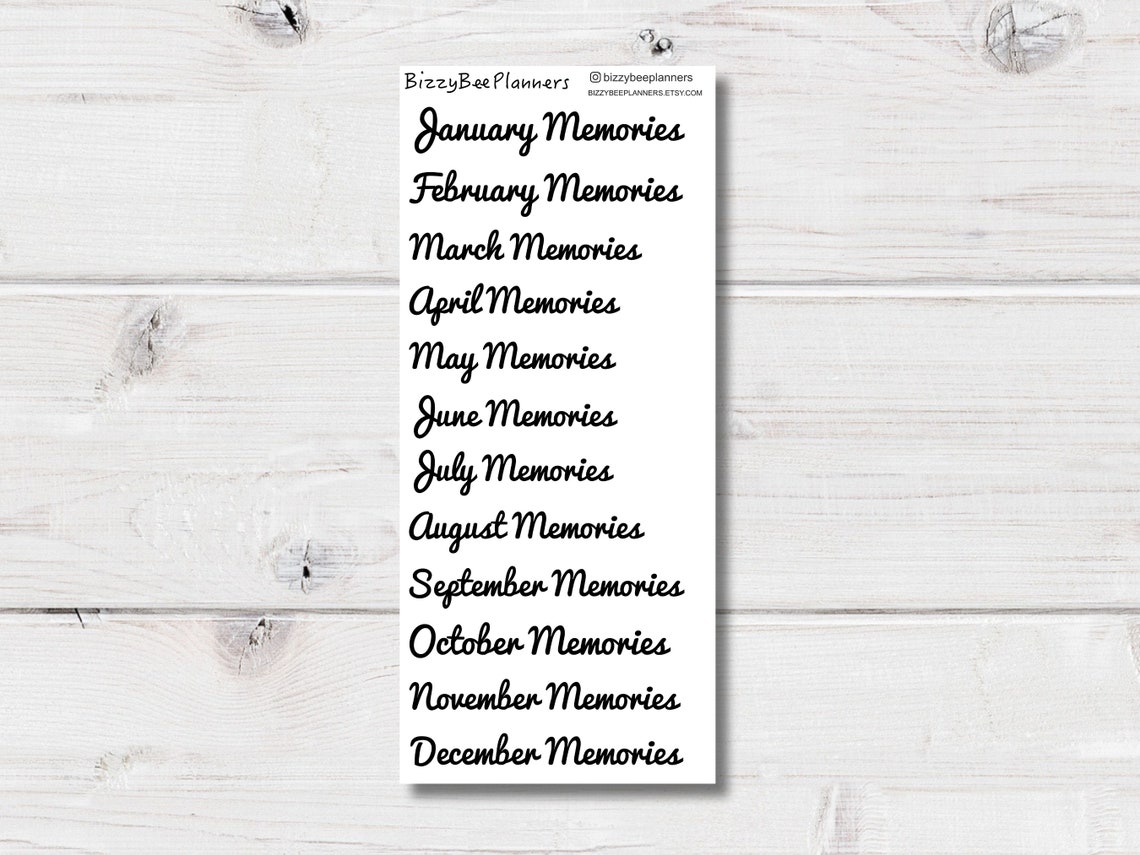 Month Stickers- Monthly Memories Stickers- Month Labels- Planner ...