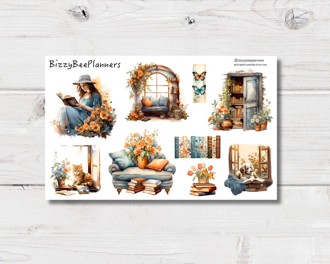Pretty Books Deco Sheet- Transparent Stickers- Reading Stickers ...