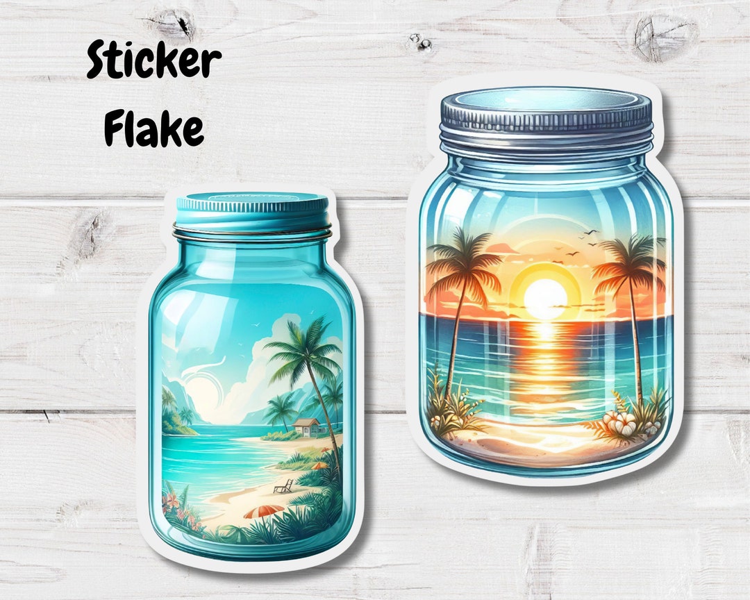 Summer Jars- Beach Jars- Mason Jar Stickers- Summer Stickers ...