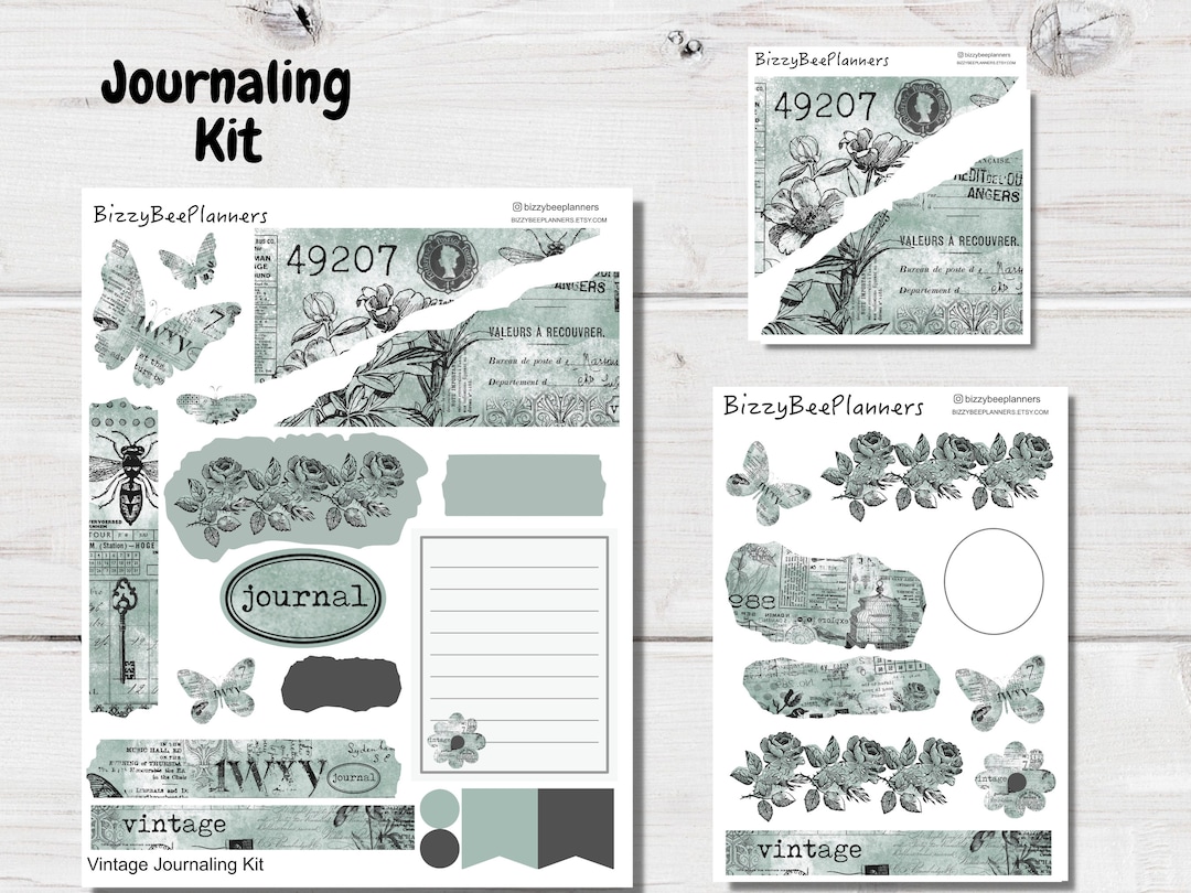Vintage Journaling Kit Journal Sticker Kit Planner Stickers Journalling ...