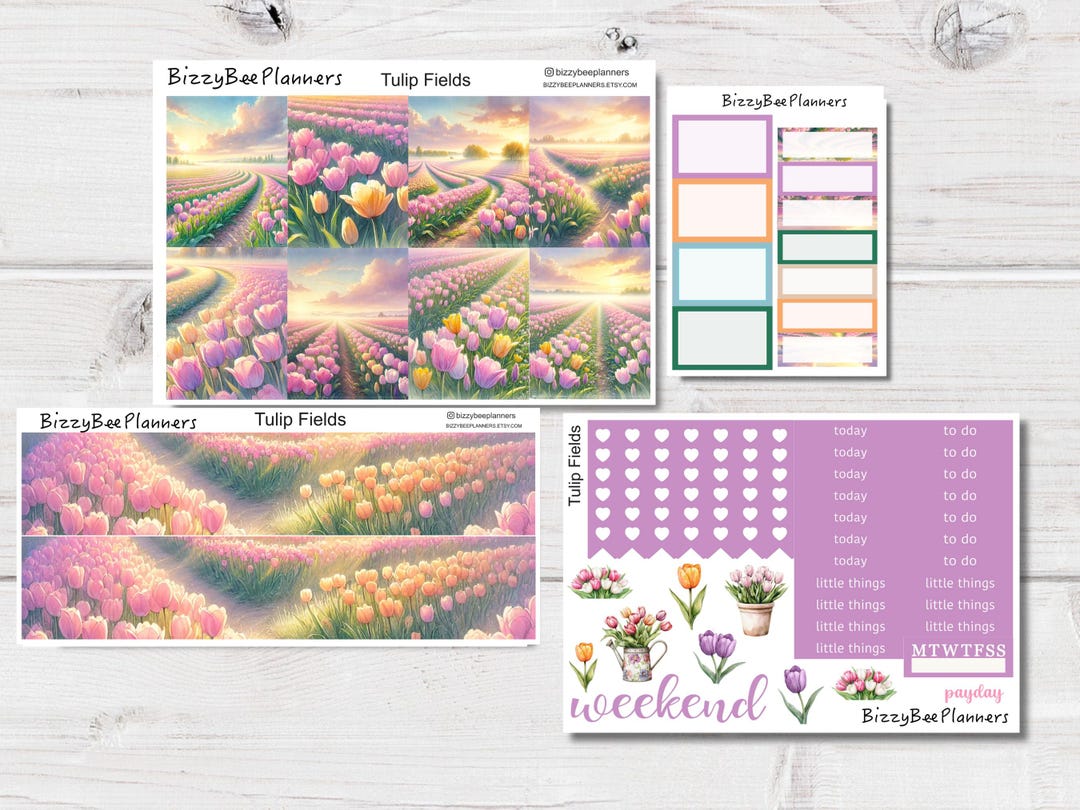 Tulip Fields Standard Vertical Weekly Kit- Planner Sticker Kit- Spring ...