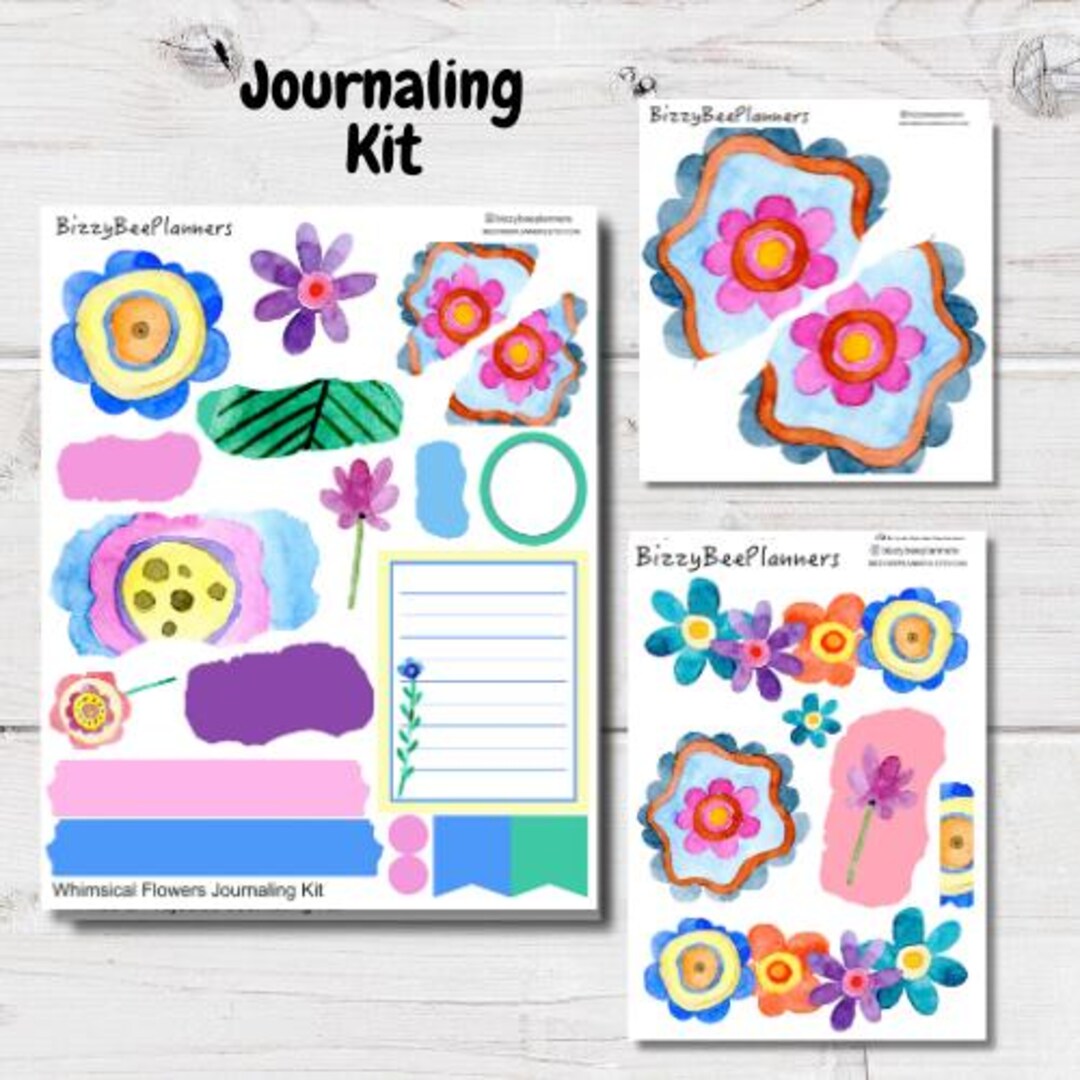 Whimsical Flowers Journaling Kit- Watercolor Flowers Journal Kit ...