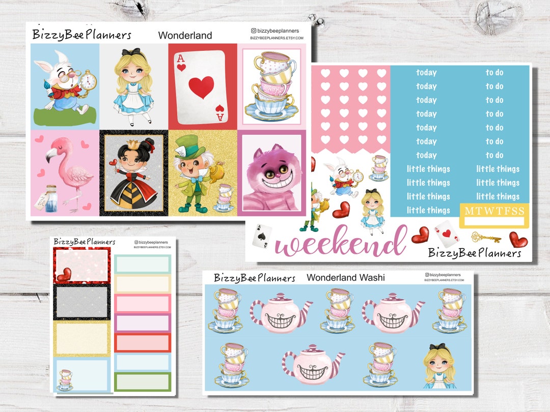 Wonderland Weekly Sticker Kit- Standard Vertical Sticker Kit- Alice ...
