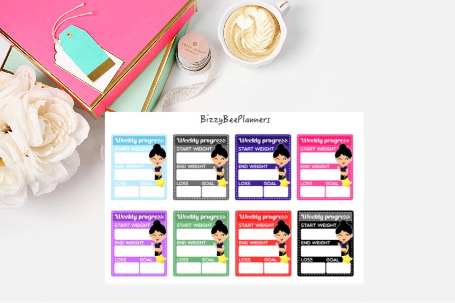 Weight Loss Tracker Sticker- Weight Loss Planner Sticker- Weekly Weight ...