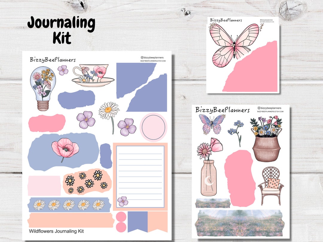 Wildflowers Journaling Kit Floral Stickers Journal Kit Planner Stickers ...