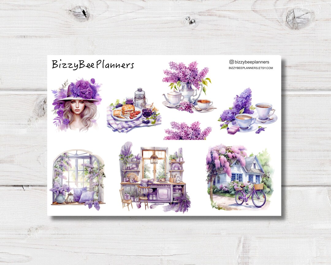 Lush Lilacs Deco Stickers- Lilac Planner Stickers- Journal Stickers ...