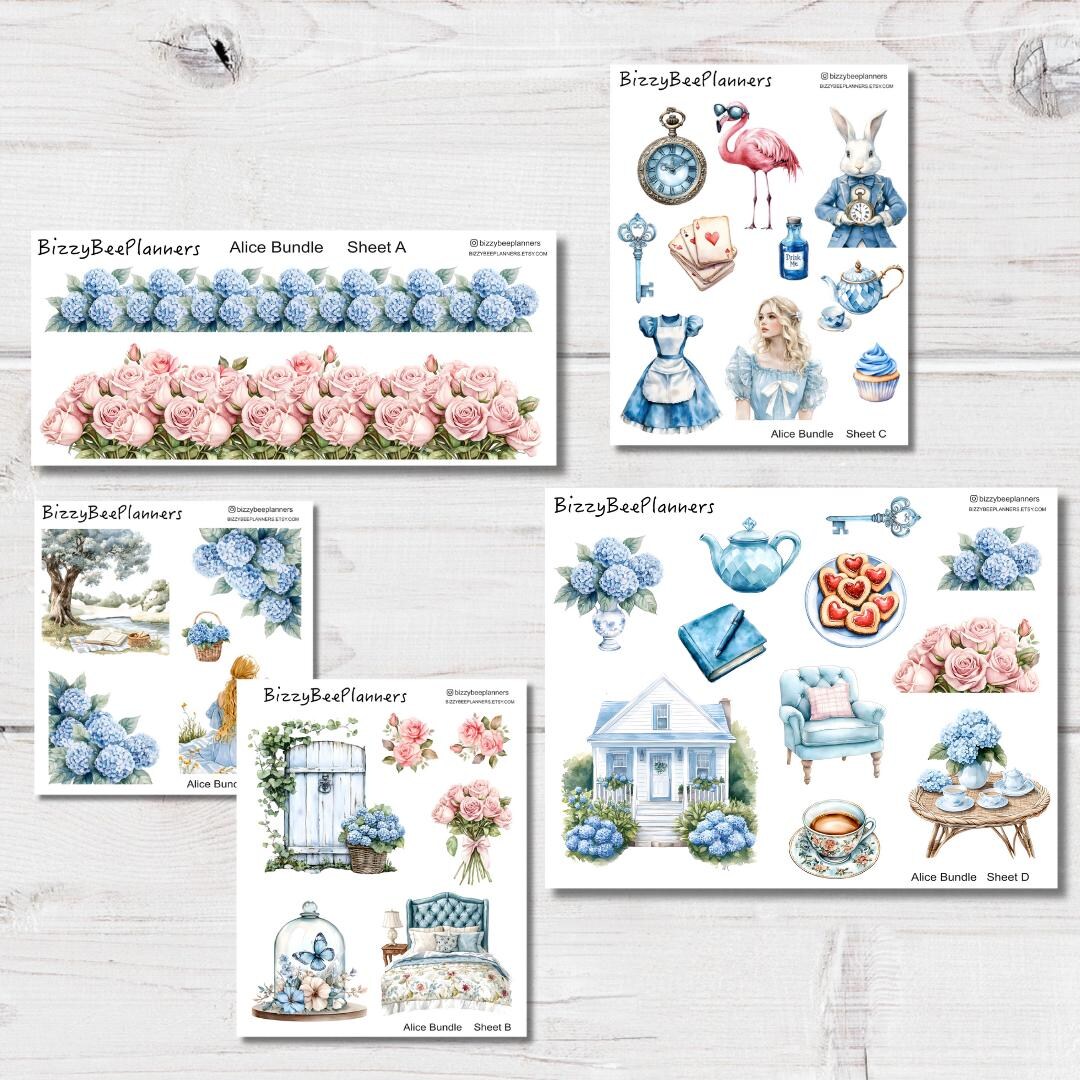 Alice Bundle Sticker Kit- Summer Stickers- Planner Stickers- Deco ...