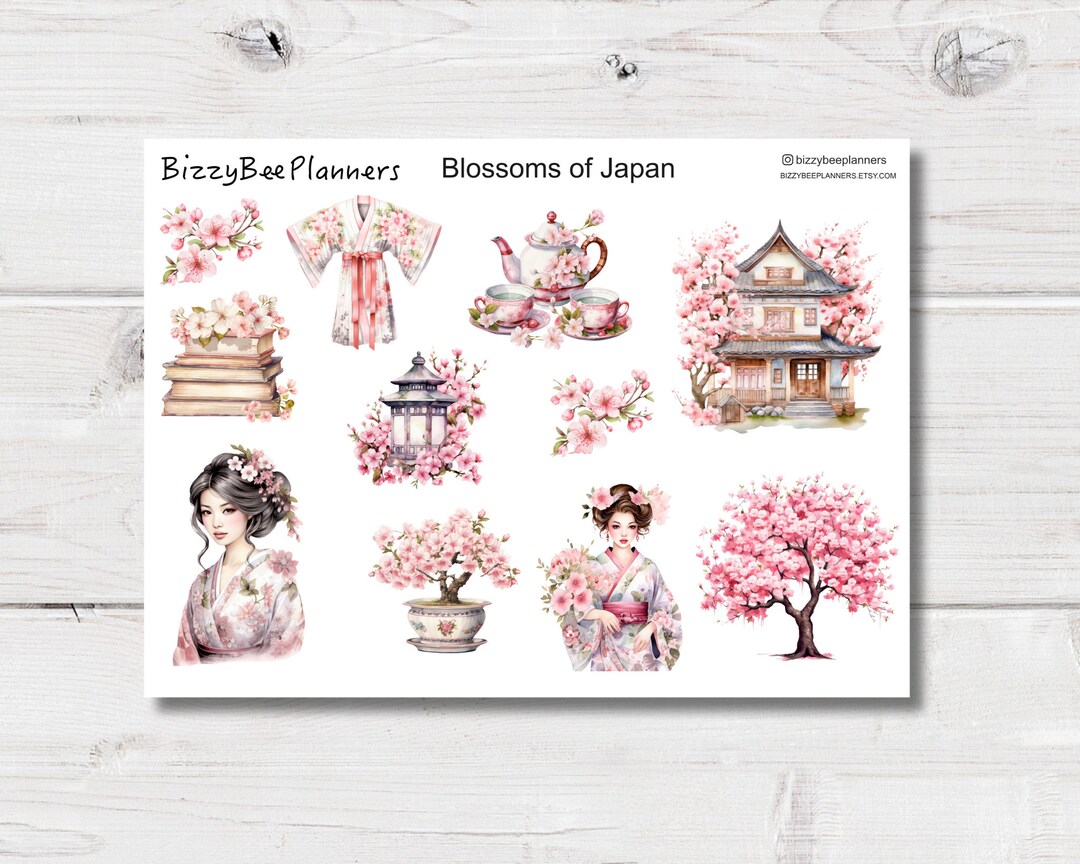 Blossoms of Japan Deco Stickers - Planner Stickers- Cherry Blossom ...