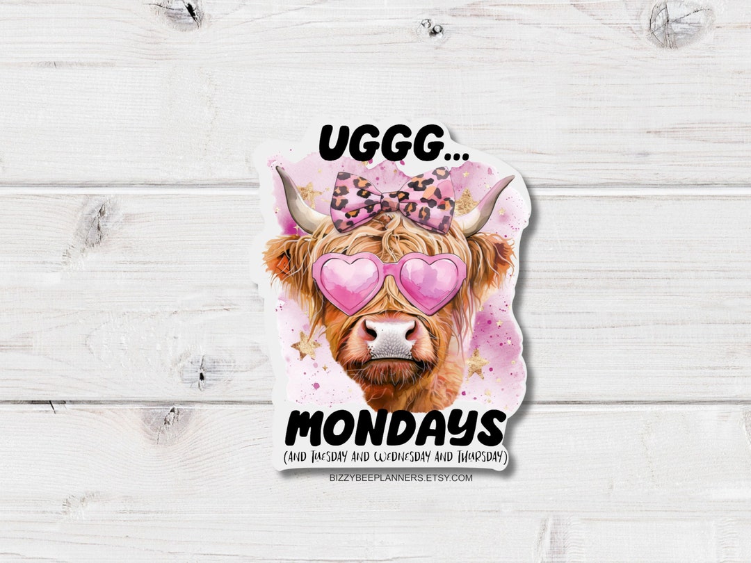Cow Sticker Monday Quote Sticker Planner Sticker Journaling Sticker - Etsy