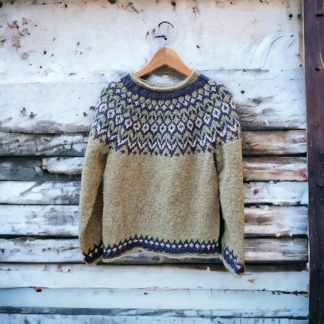 Knitted Icelandic Wool Sweater - Etsy