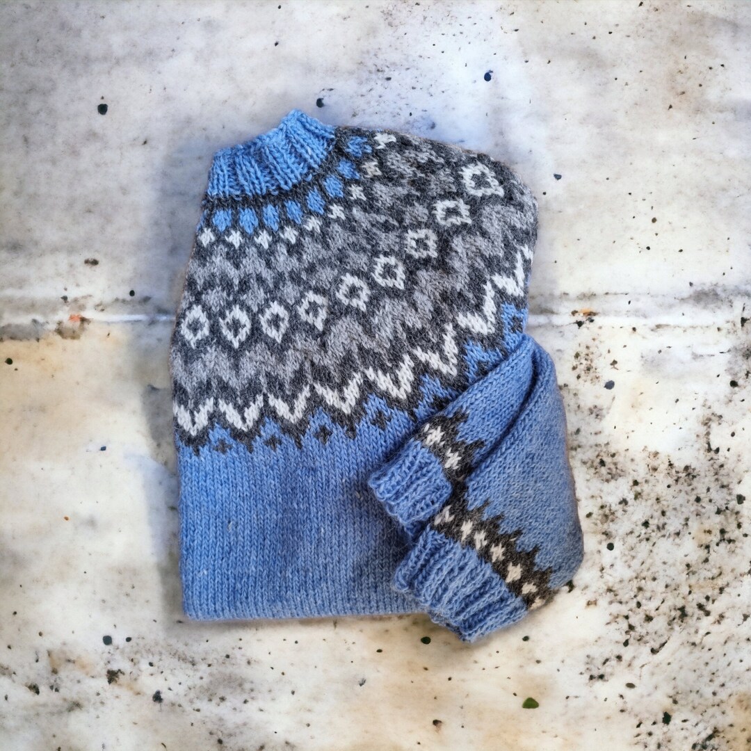 Knitted Icelandic Wool Sweater - Etsy