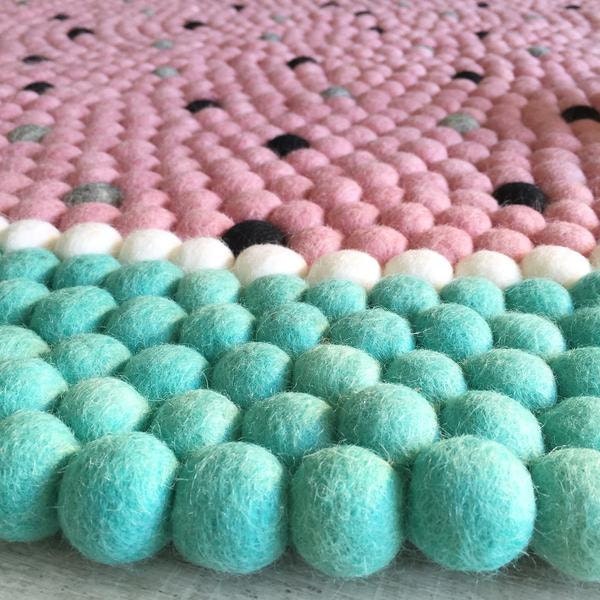 Nursery Rug Mellow Melon Free Shipping Felt Ball Rug | Etsy