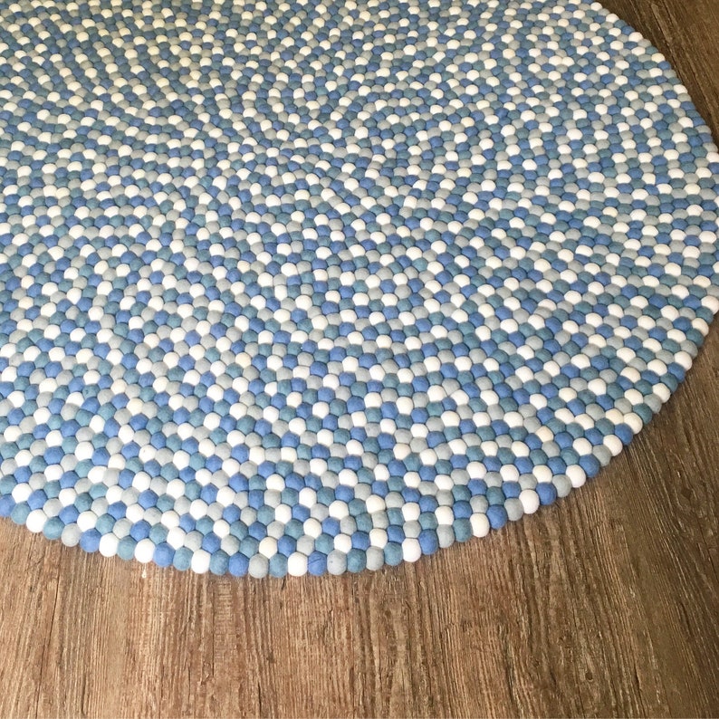 Rug Lil Grom Blue Nursery Rug Free Shipping Felt Ball - Etsy