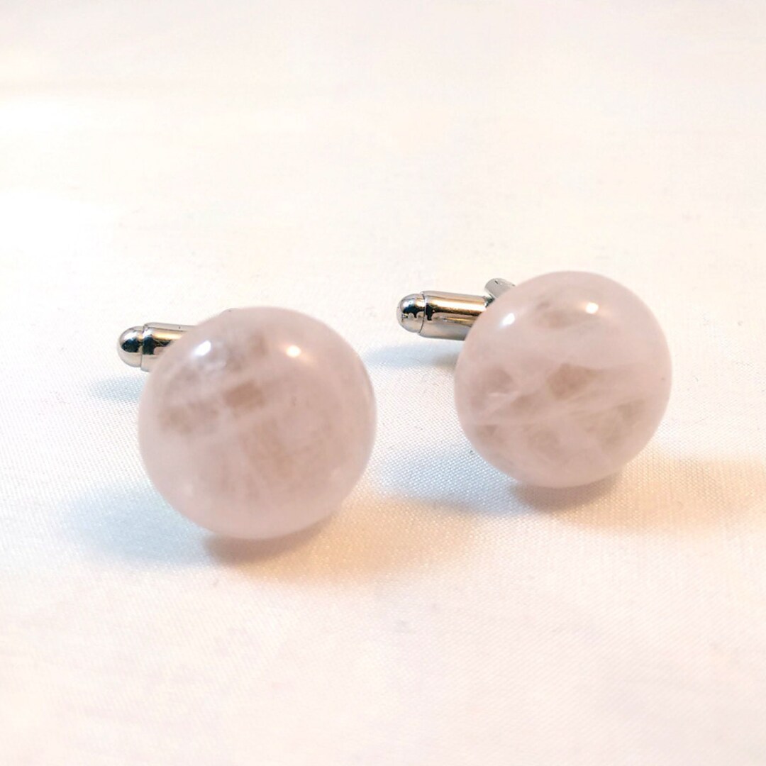 Rose Quartz Cufflinks/ Natural Gemstones Cufflinks/ October Birthstone ...