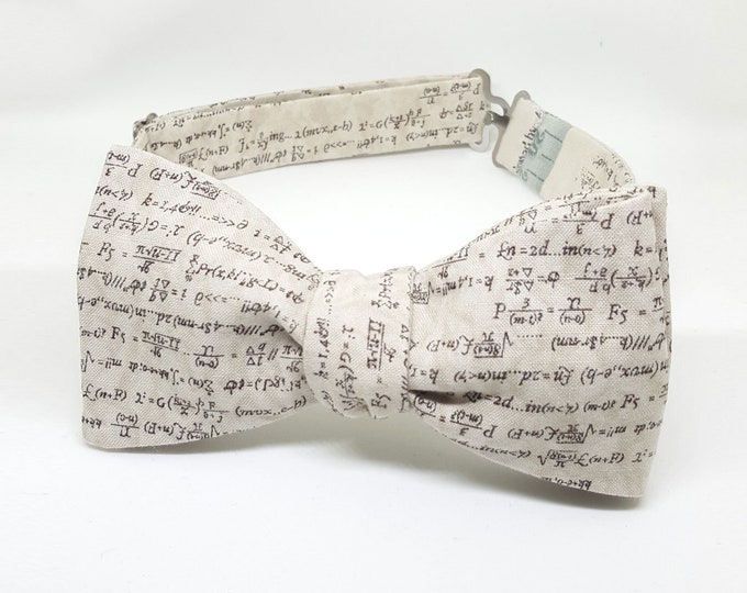 Math Equations Bowtie/ Teachers Bow Tie/ Beige Bow Tie/ Tech Gifts for ...