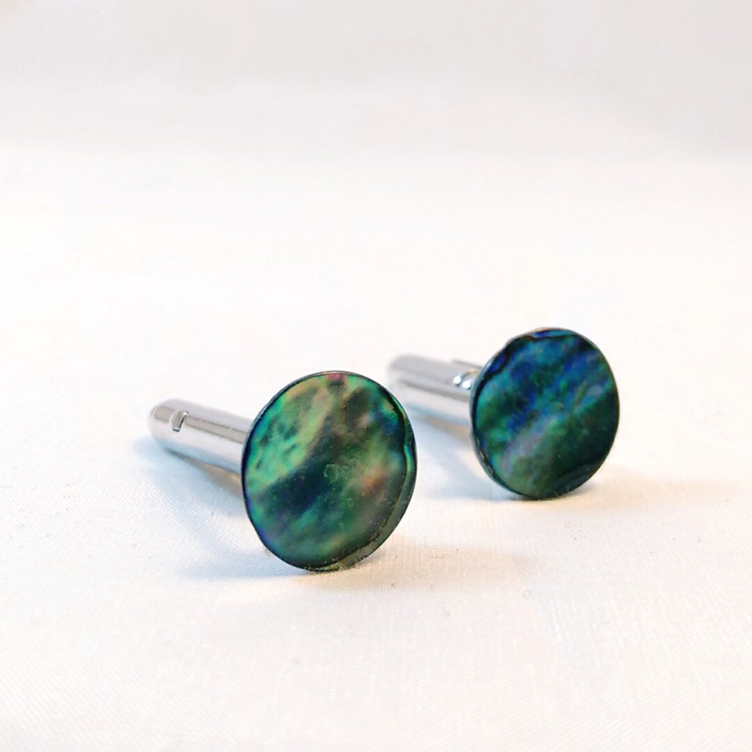 Blue Abalone Shell Cufflinks/ Sea Shell Cufflinks/ Seashell Jewelry ...