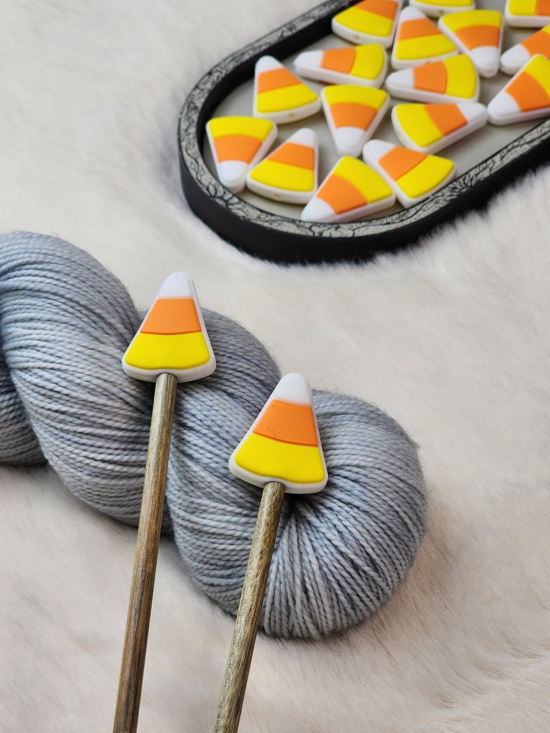 Candy Corn Stitch Stopper Set | Knitting Tool | Needle Stopper ...
