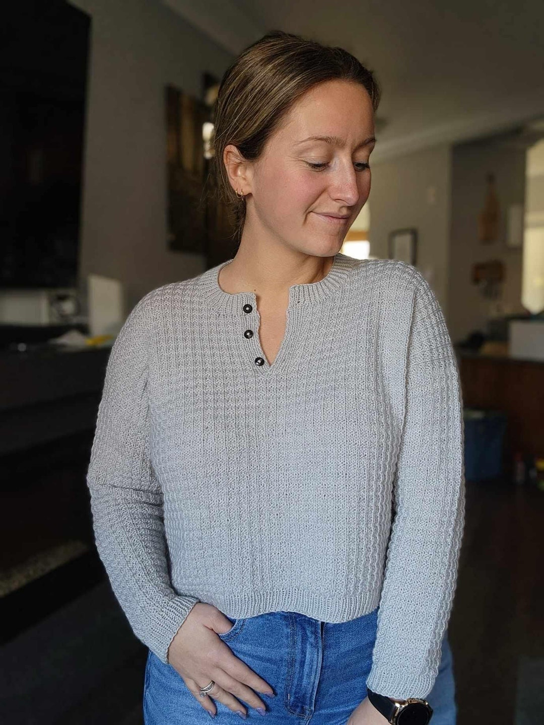 KNITTING PATTERN - the Market Henley // Knit Sweater Pattern, Long ...