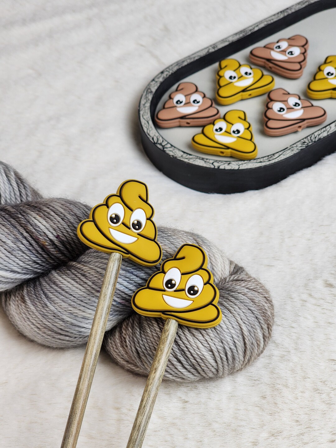 Poop Emoji Stitch Stopper Set Knitting Tool Needle Stopper - Etsy