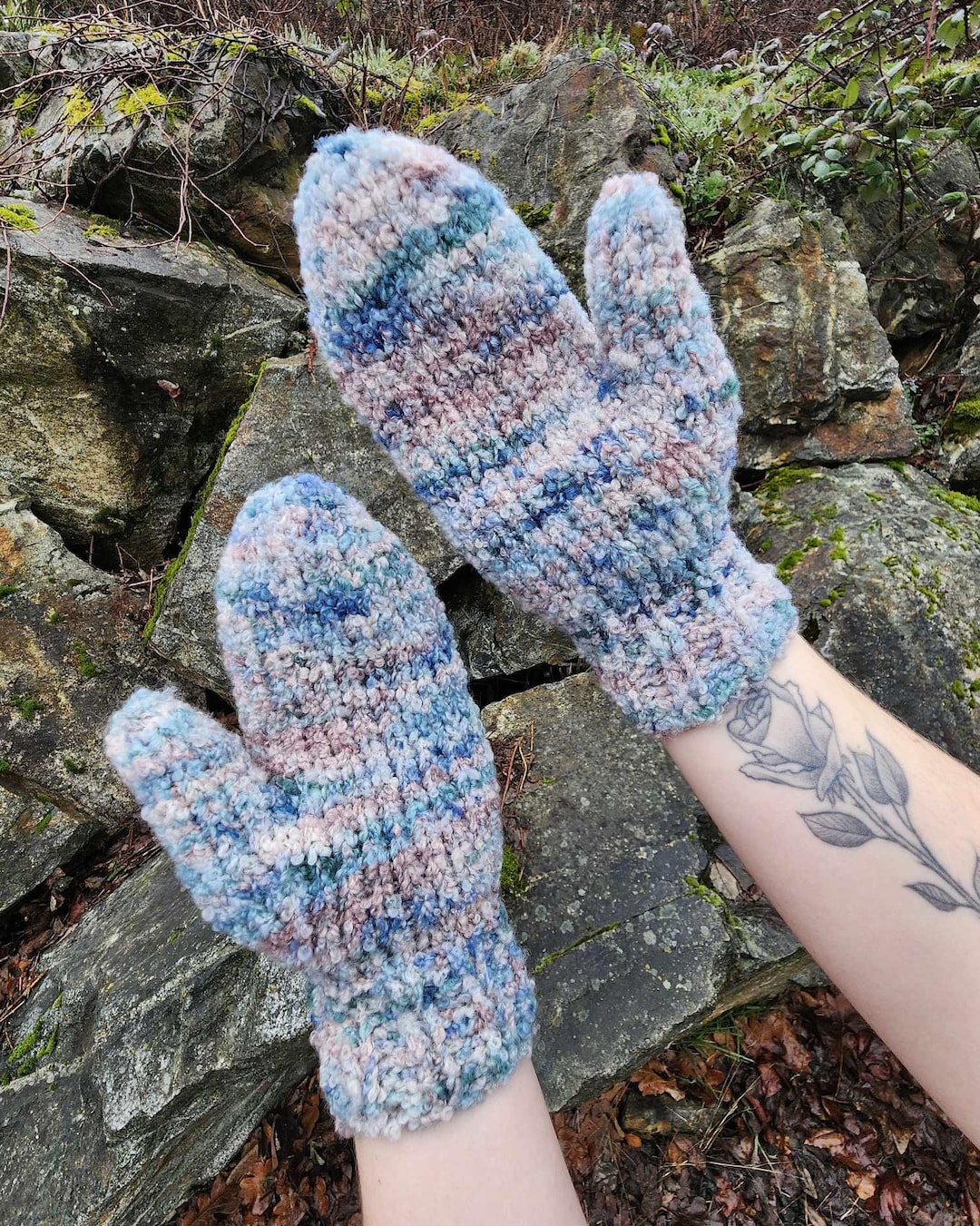 The Snow Bunny Mittens - KNITTING PATTERN // Knit Mitten Pattern, Women ...