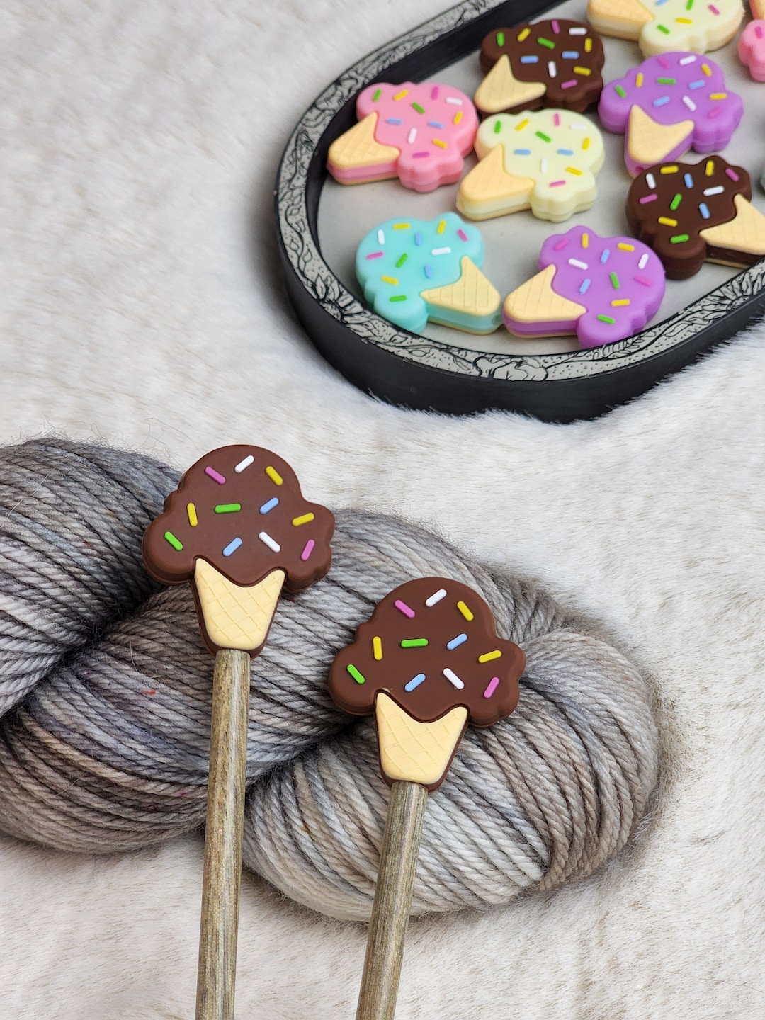 Ice Cream Stitch Stopper Set | Knitting Tool | Needle Stopper ...