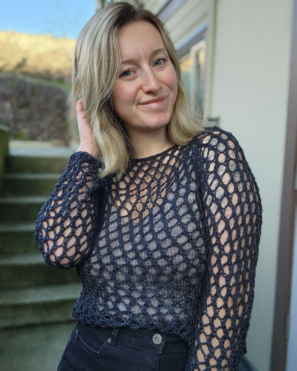 KNITTING PATTERN - the Mosh Pit Mesh Top // Knit Mesh Top Pattern, Long ...