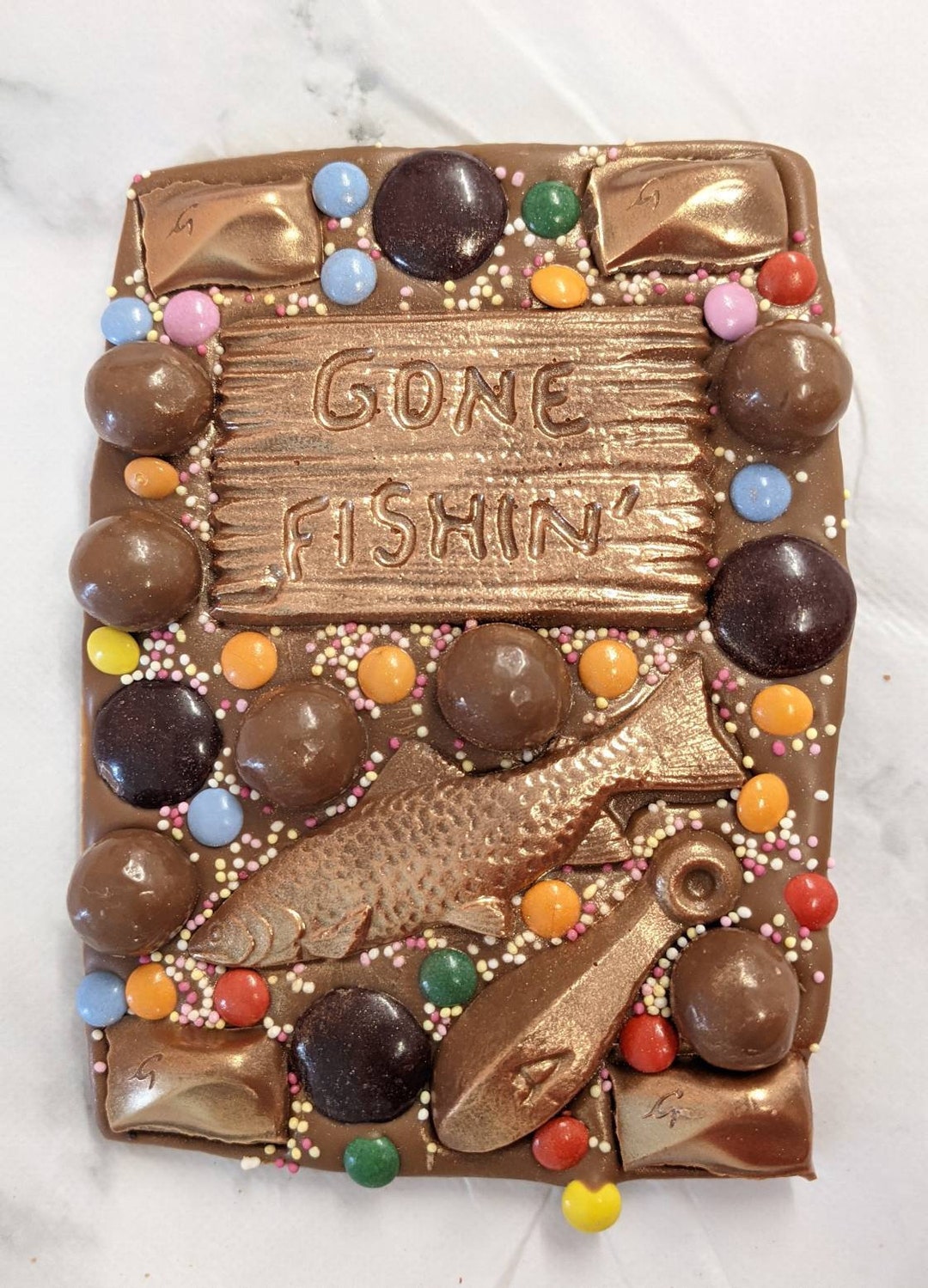 Fishing Chocolate Slab, Belgian Chocolate, Edible Gift - Etsy