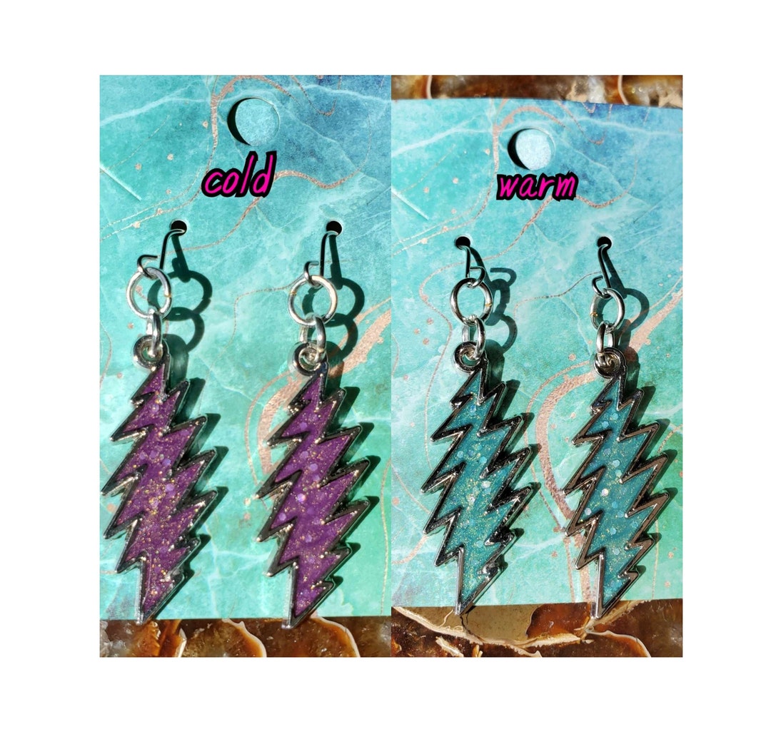 Hand-painted Color Changing Bolt Dangle Earrings on Nickel-free ...