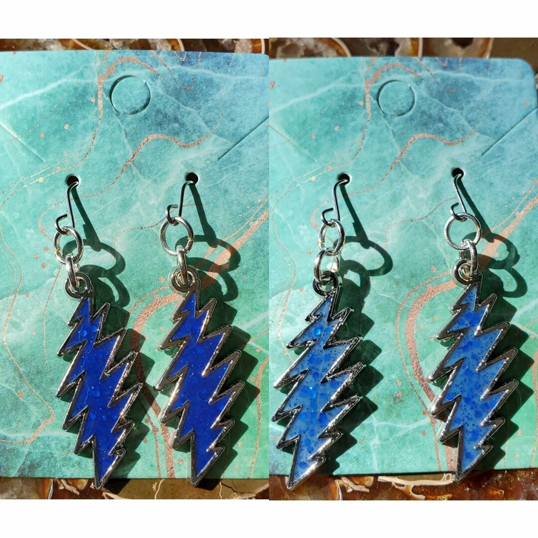 Hand-painted Color Changing Bolt Dangle Earrings - on Nickel-free ...