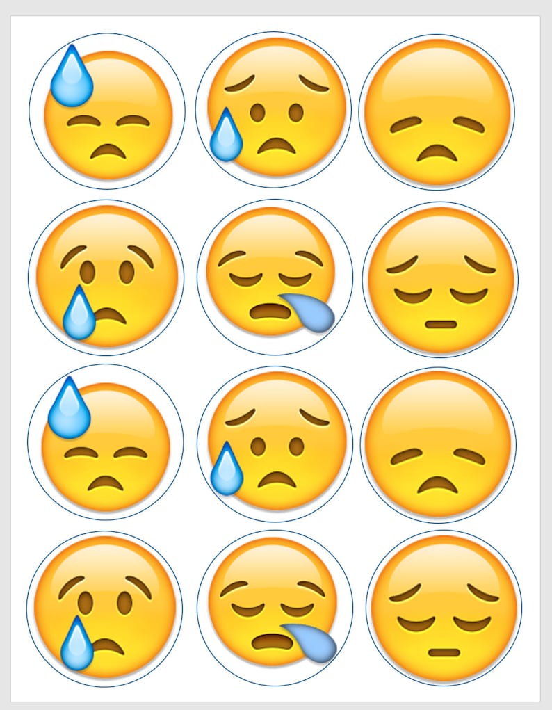 Crying and Sad Emoji Edible Image/Cupcake/Cookie Topper | Etsy