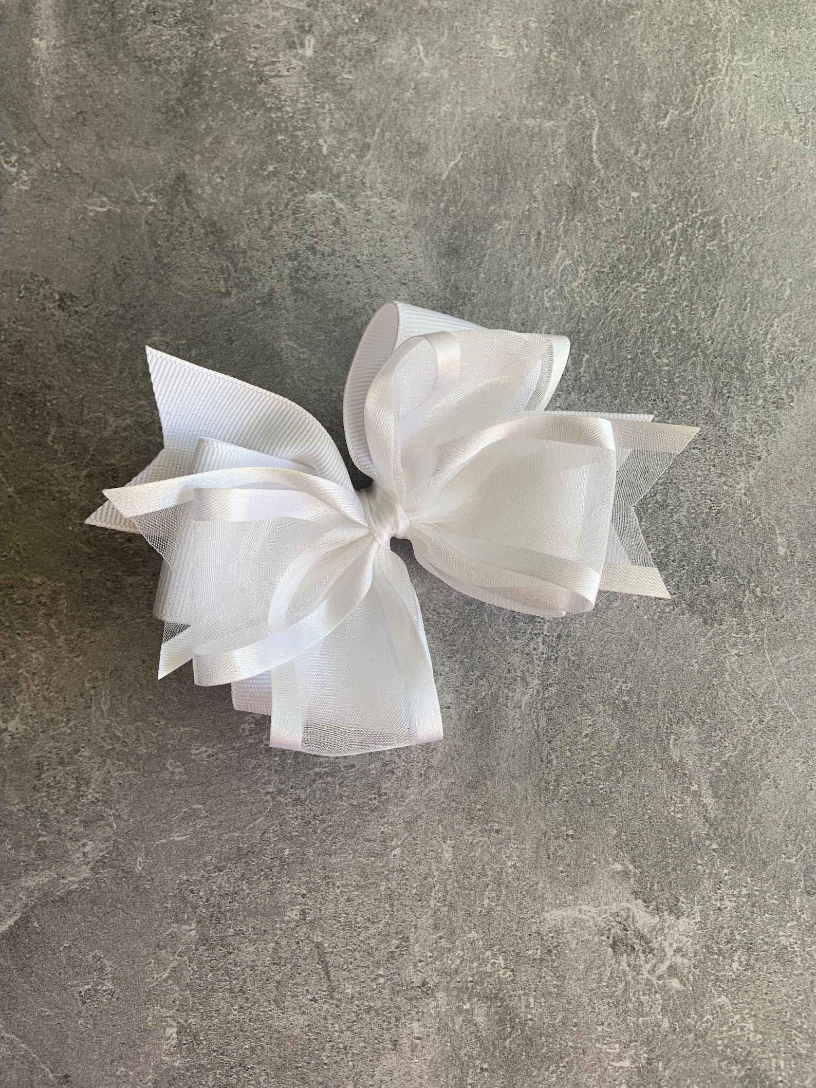 White Satin Edged Hair Bow on a Clip - Etsy