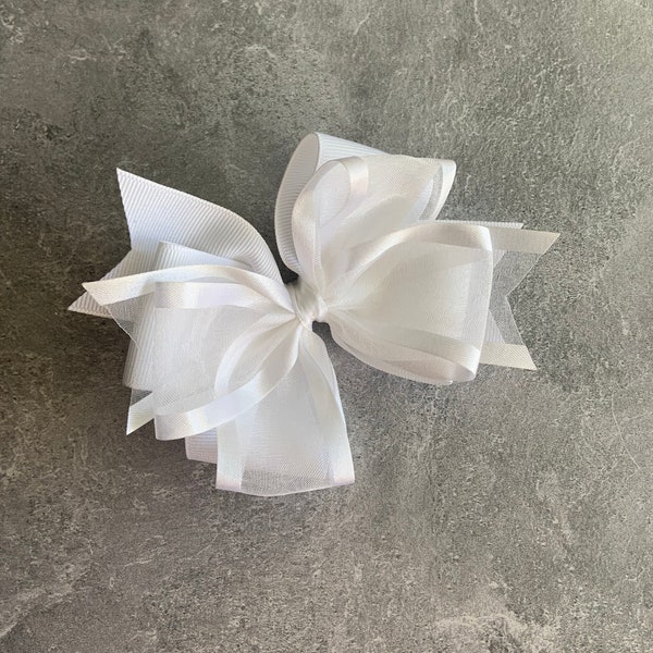 White Hair Bows - Etsy