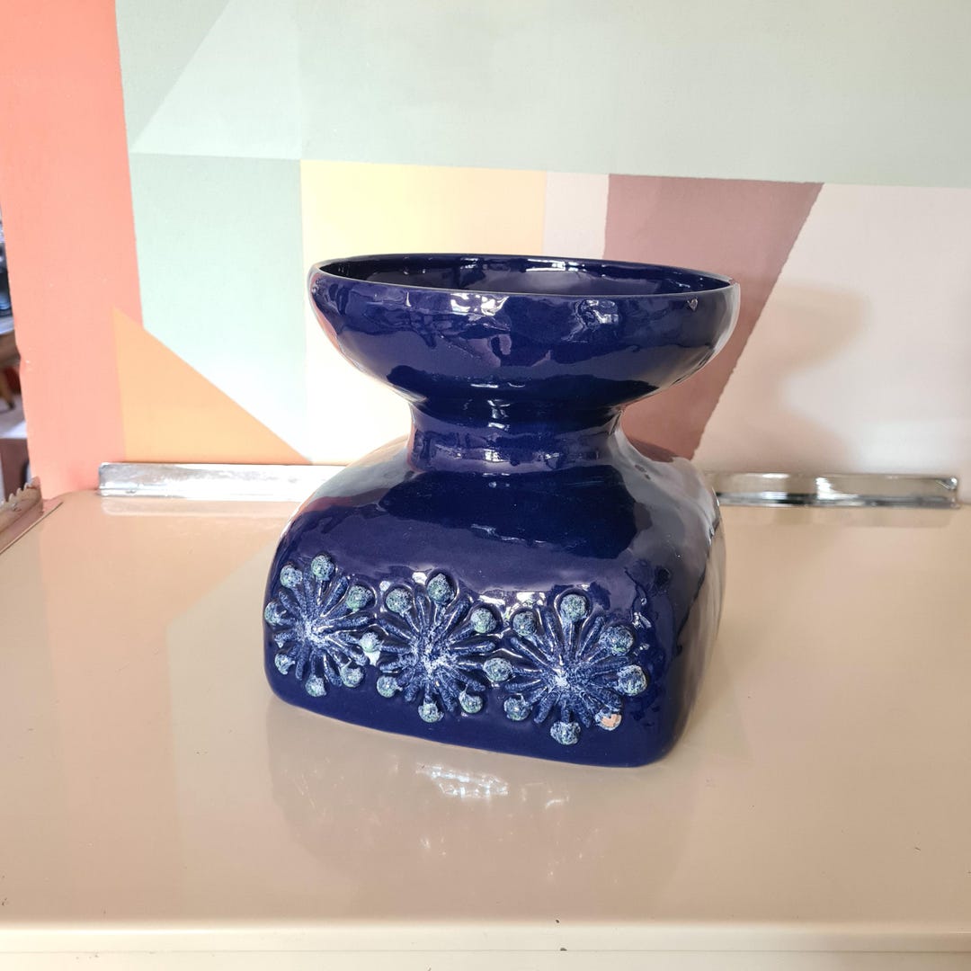 Large Italian Thun Bozen Vase Blue - Etsy