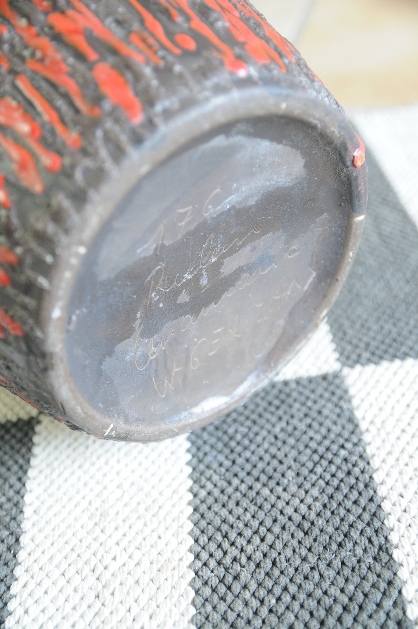 Vintage Floor Vase by CERAMANO With Ruby Decor by Hans Welling - Etsy